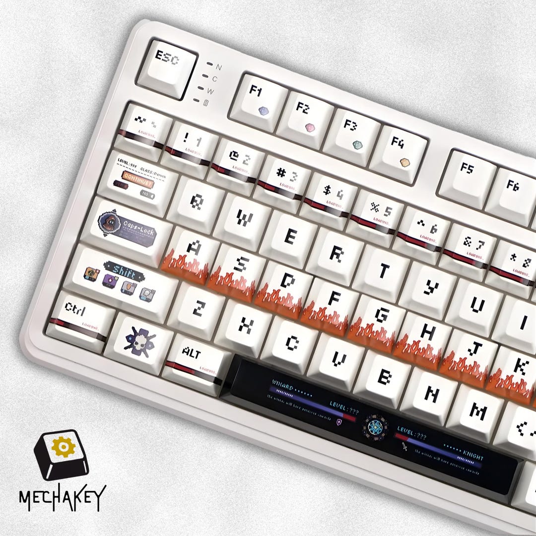 Pixel Glow Keycaps 136 Keys Cherry Profile PBT Dye Sub Transparent ...