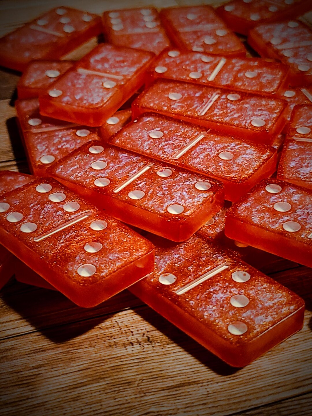 Red Translucent Resin Domino Set: Handmade Sparkly Mica Game - Etsy