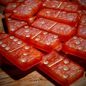 Red Translucent Resin Domino Set: Handmade Sparkly Mica Game - Etsy