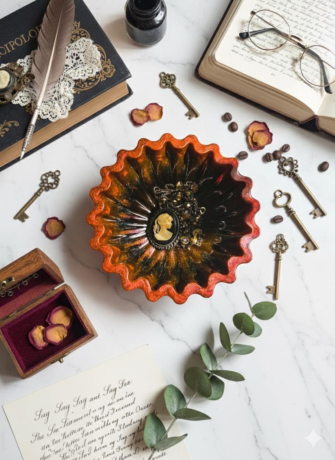 One off Cosmic Red & Black Altar Bowl Made for the Dark Academia Decor ...