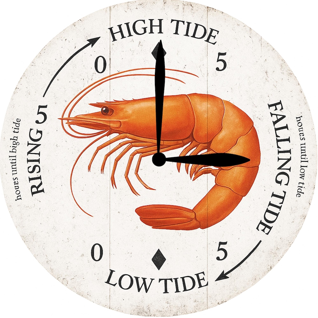 Big Prawn Tide Clock Face Printable – 15x15” Round Wall Art | Coastal ...