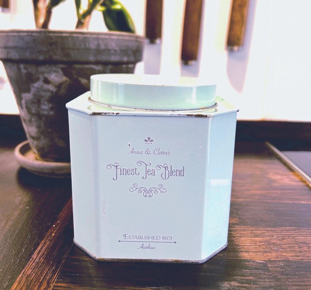 Vintage Anna & Clara's Tea Tin, Pastel Mint Storage Canister - Etsy