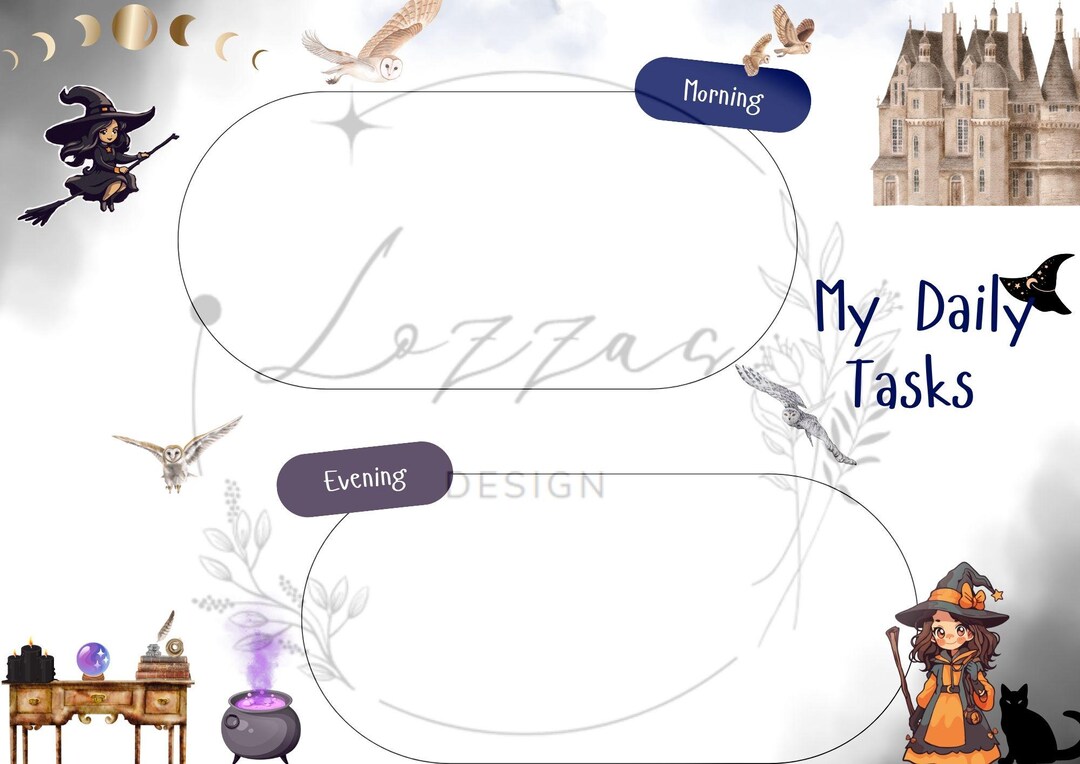Witches Daily Planner, Magic, Castles, Owls, ASD Planners, Routine ...