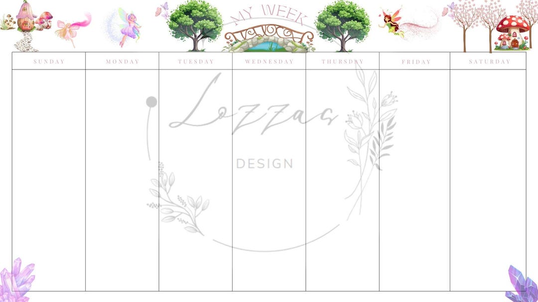 Fairies Weekly Planner, Kids Planners, Autism, Fairy Garden, Butterfly ...