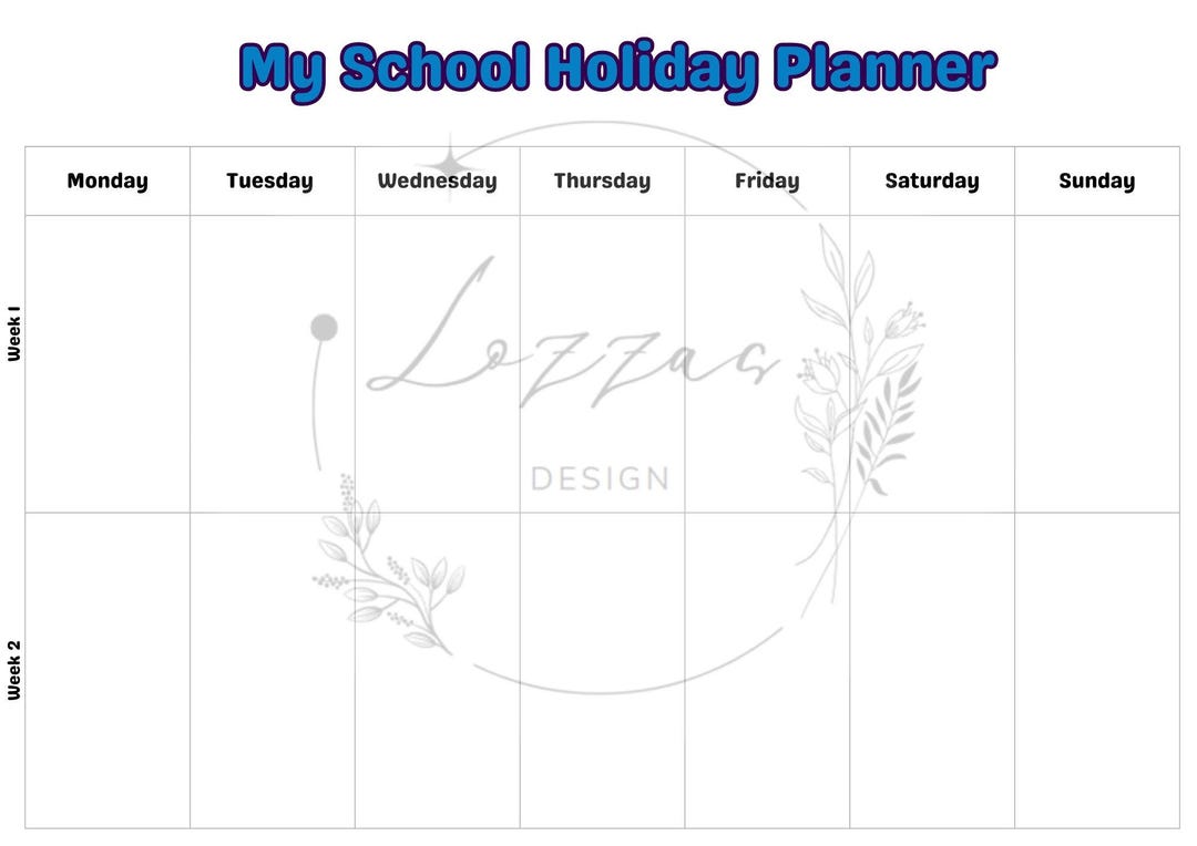 School Holiday Planner: Visual Aid Program, Kids Activity Organizer - Etsy