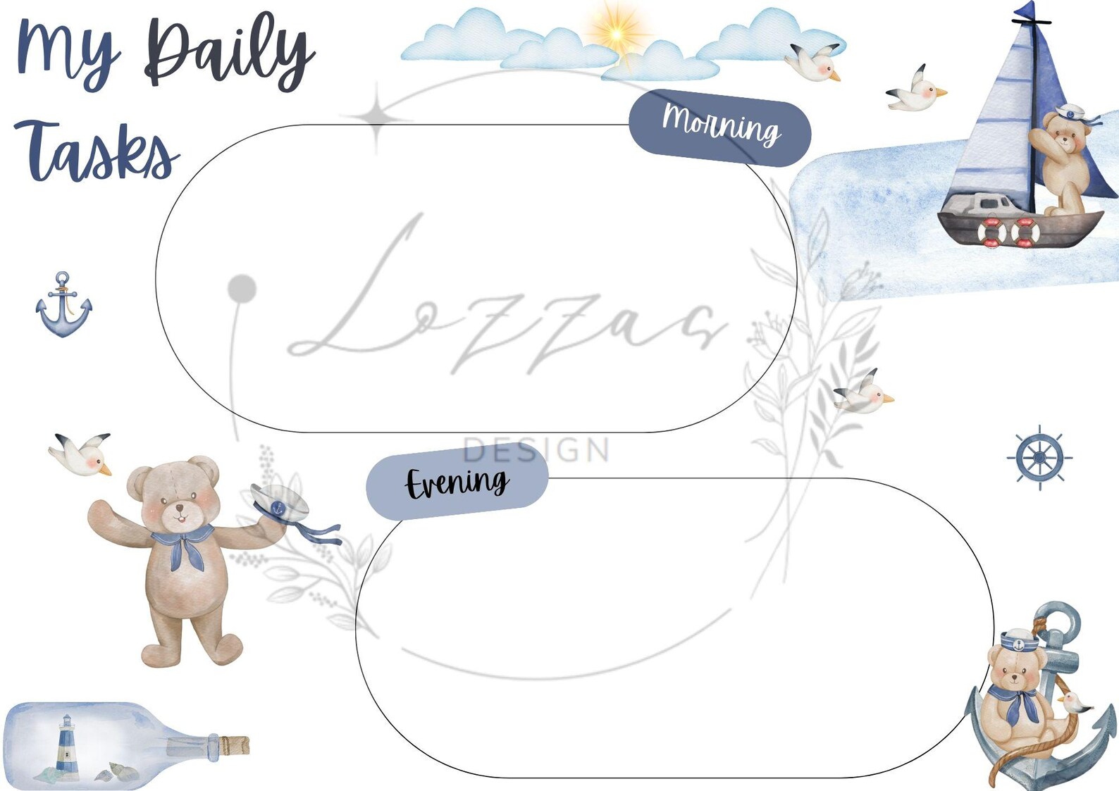 Teddy Bear Sailor - Daily Planner, Kids Planners, Routine, Structure ...