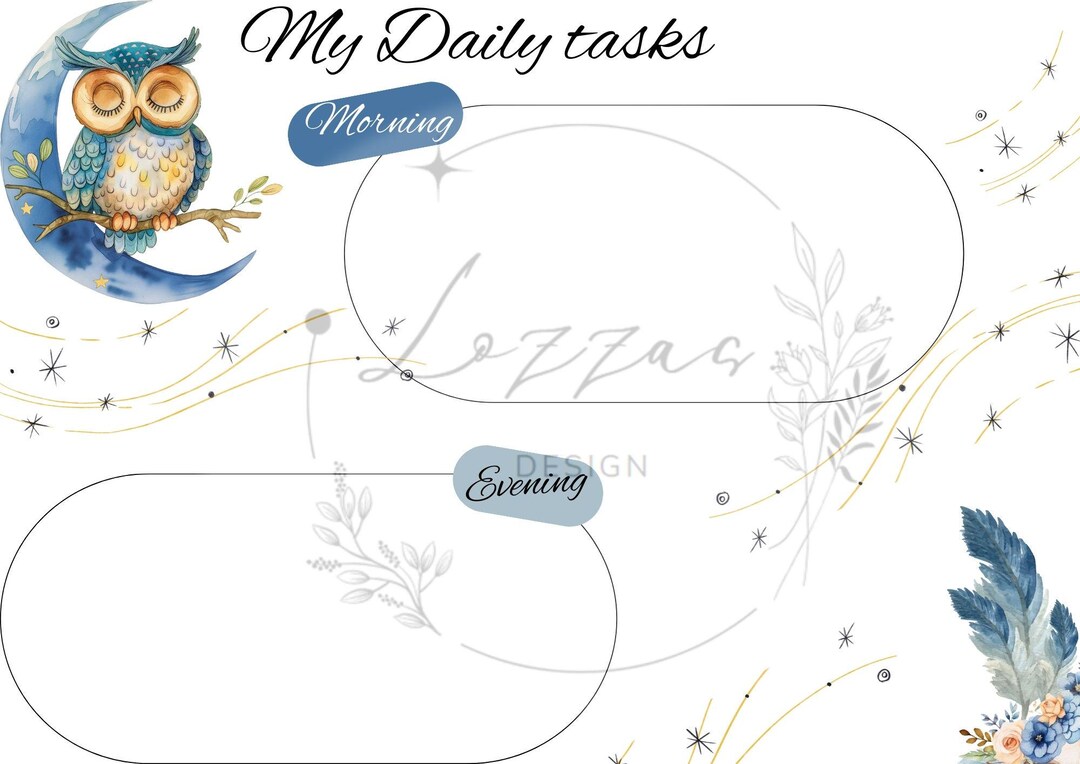 Kids Daily Planner - Owl - Etsy
