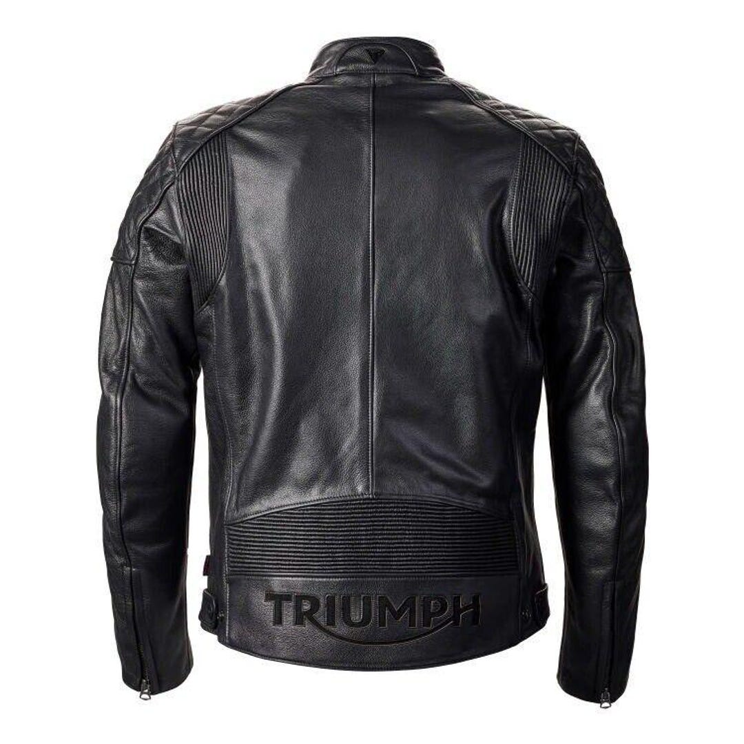 Triumph Braddan Black Beast Motorcycle Jacket Real Racing Cowhide ...