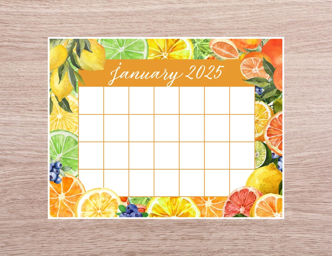 Citrus Calendar Printable - Etsy