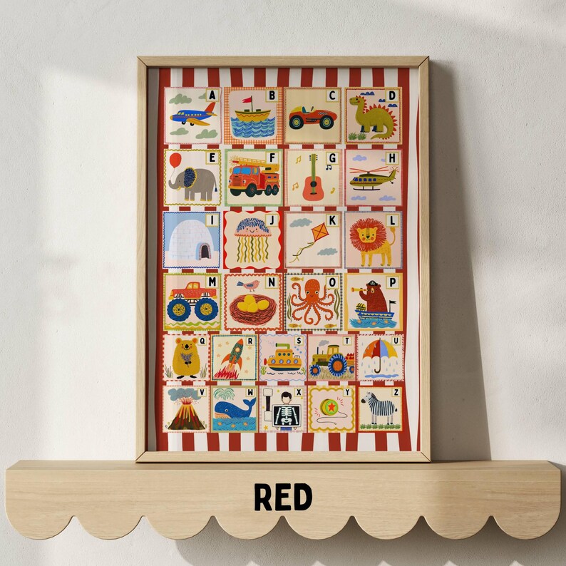 Whimsical Alphabet Nursery Art A to Z Kid Wall Print Playroom Learning ...