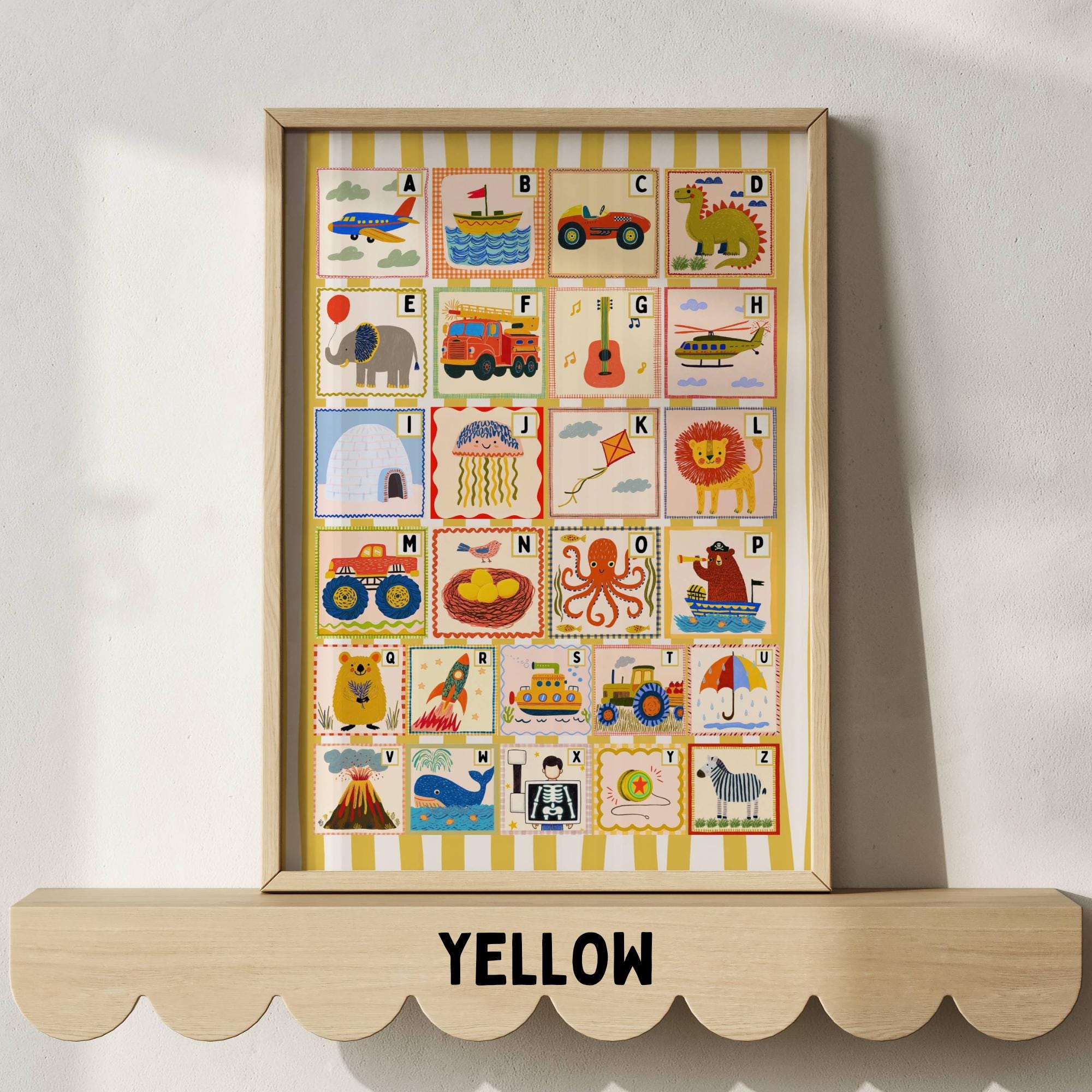 Whimsical Alphabet Nursery Art A to Z Kid Wall Print Playroom Learning ...
