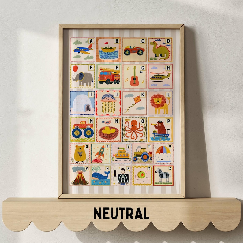 Whimsical Alphabet Nursery Art A to Z Kid Wall Print Playroom Learning ...