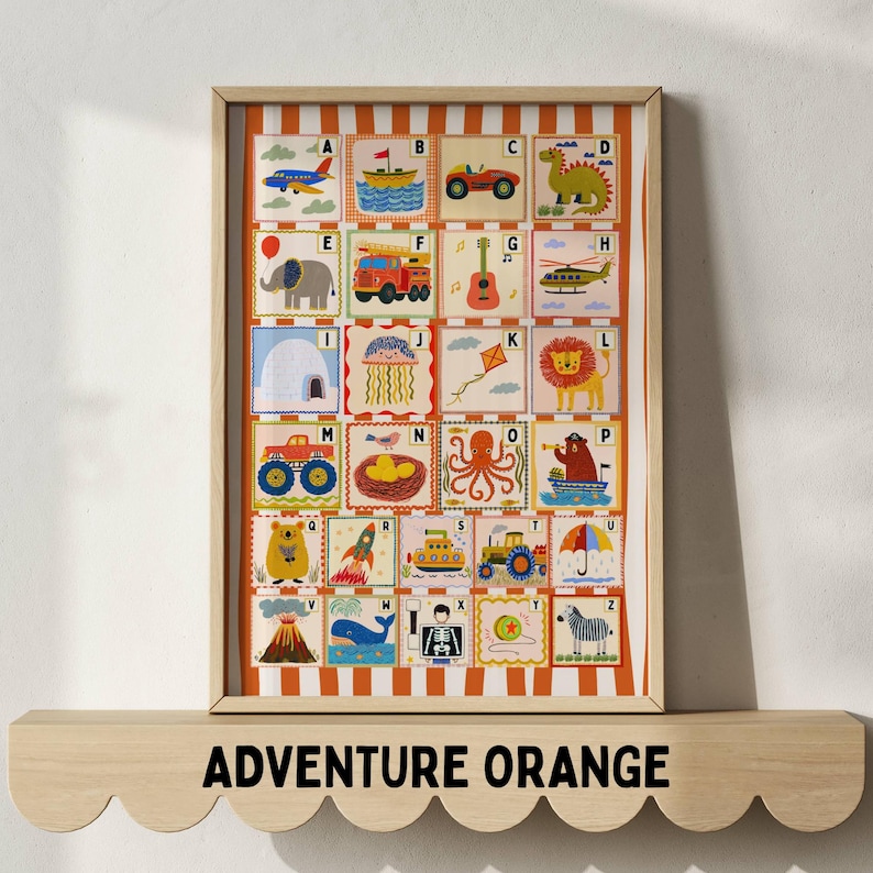 Whimsical Alphabet Nursery Art A to Z Kid Wall Print Playroom Learning ...