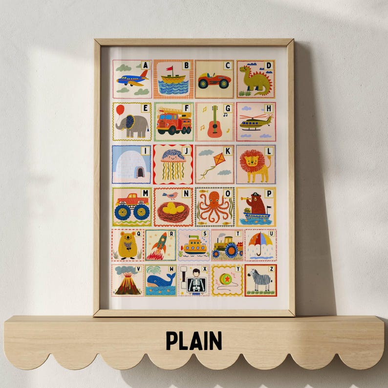 Whimsical Alphabet Nursery Art A to Z Kid Wall Print Playroom Learning ...