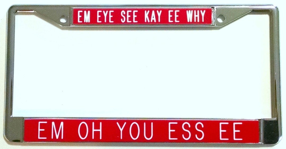 Em Eye See - License Plate Frame Red Background - Etsy