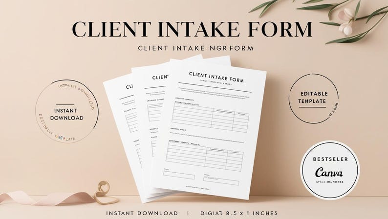 Client Intake Form Template – Editable PDF & Canva | Business, Coaching ...
