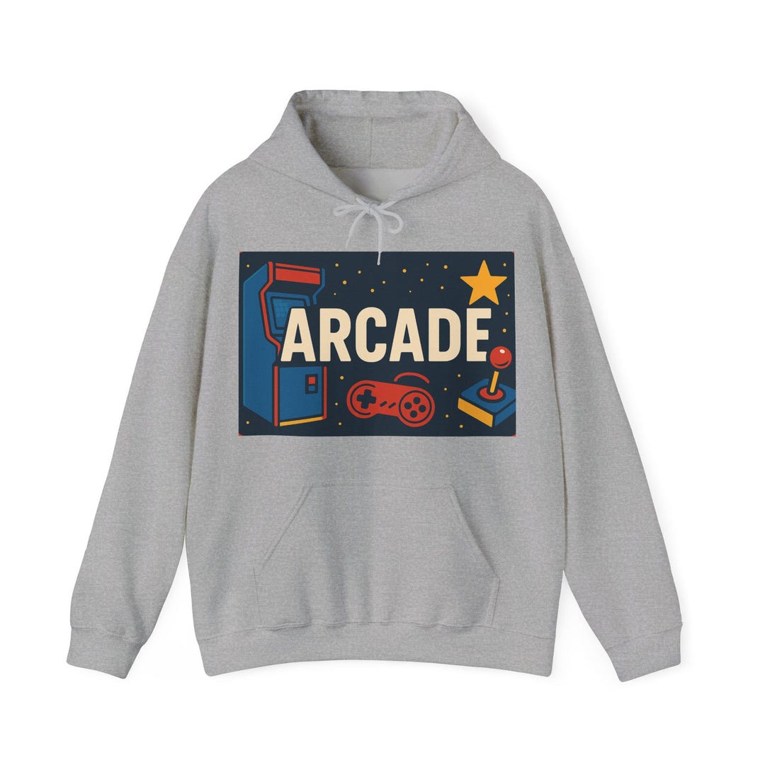 Retro Arcade Gamers Hooded Sweatshirt, Video Game Apparel, Gamer Gift ...