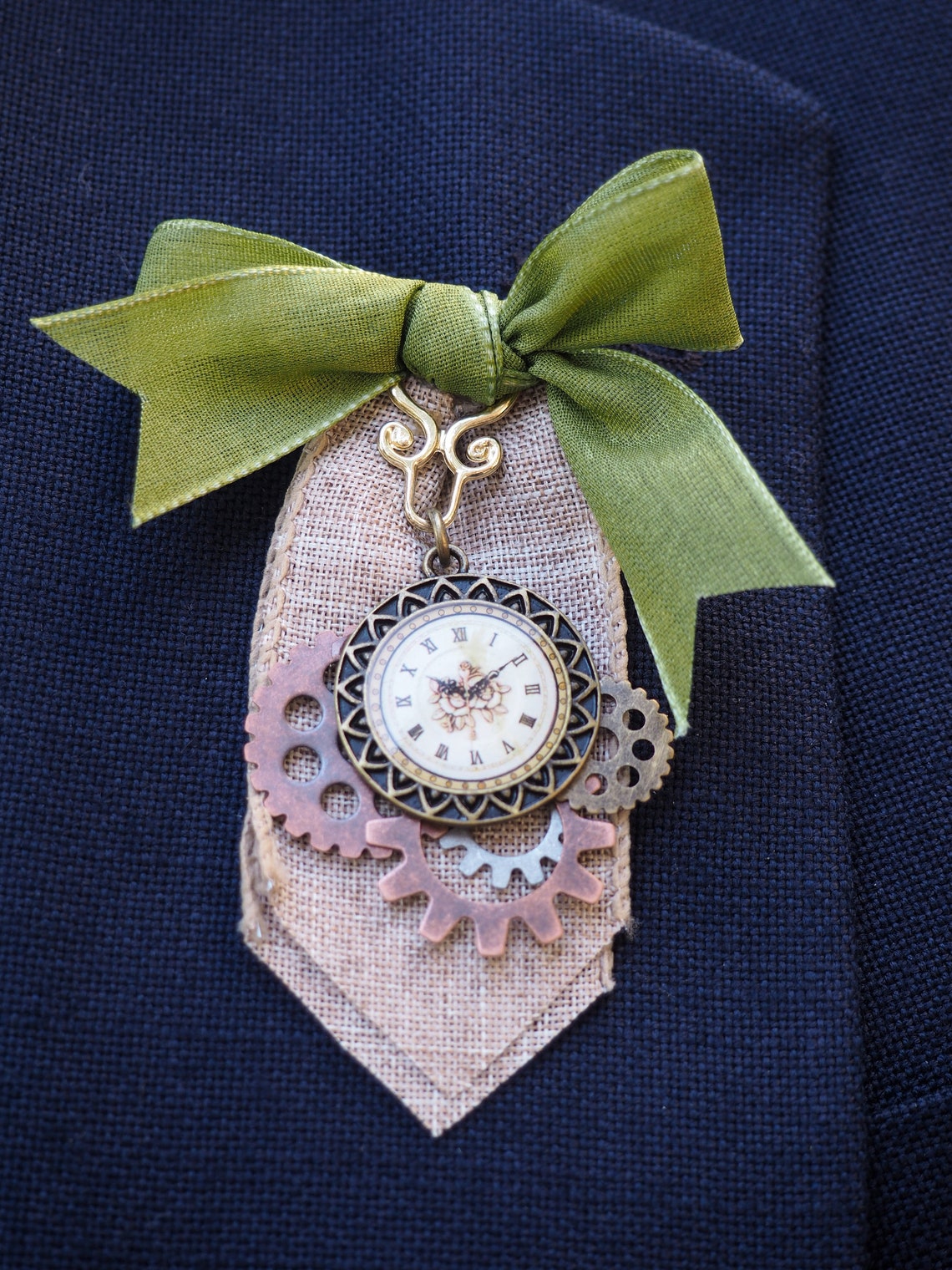 Steampunk Clock Boutonniere / Steampunk Wedding/ Rustic Wedding ...