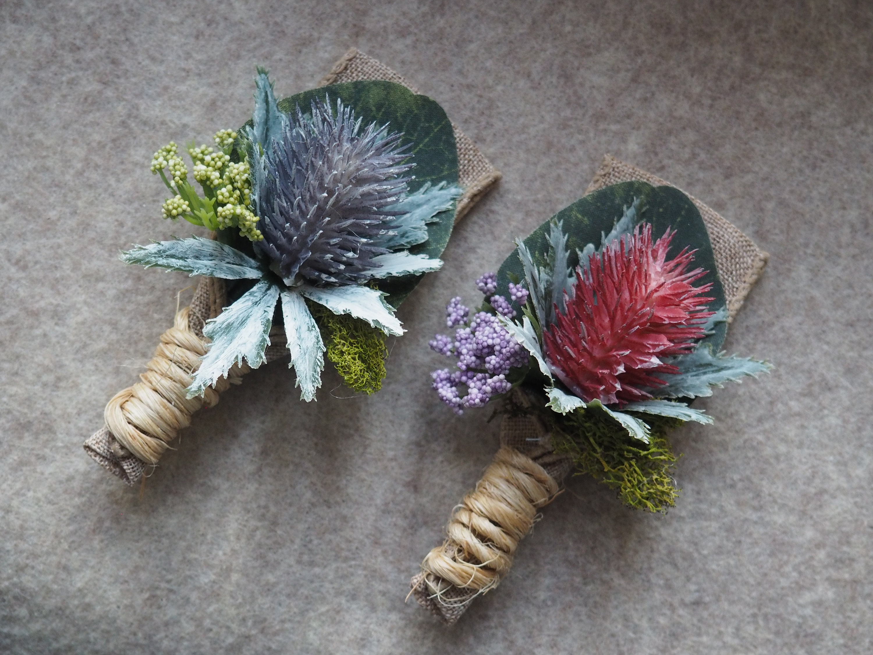 Scottish Thistle Boutonniere, Buttonhole, Highland Games/ Cranberry ...