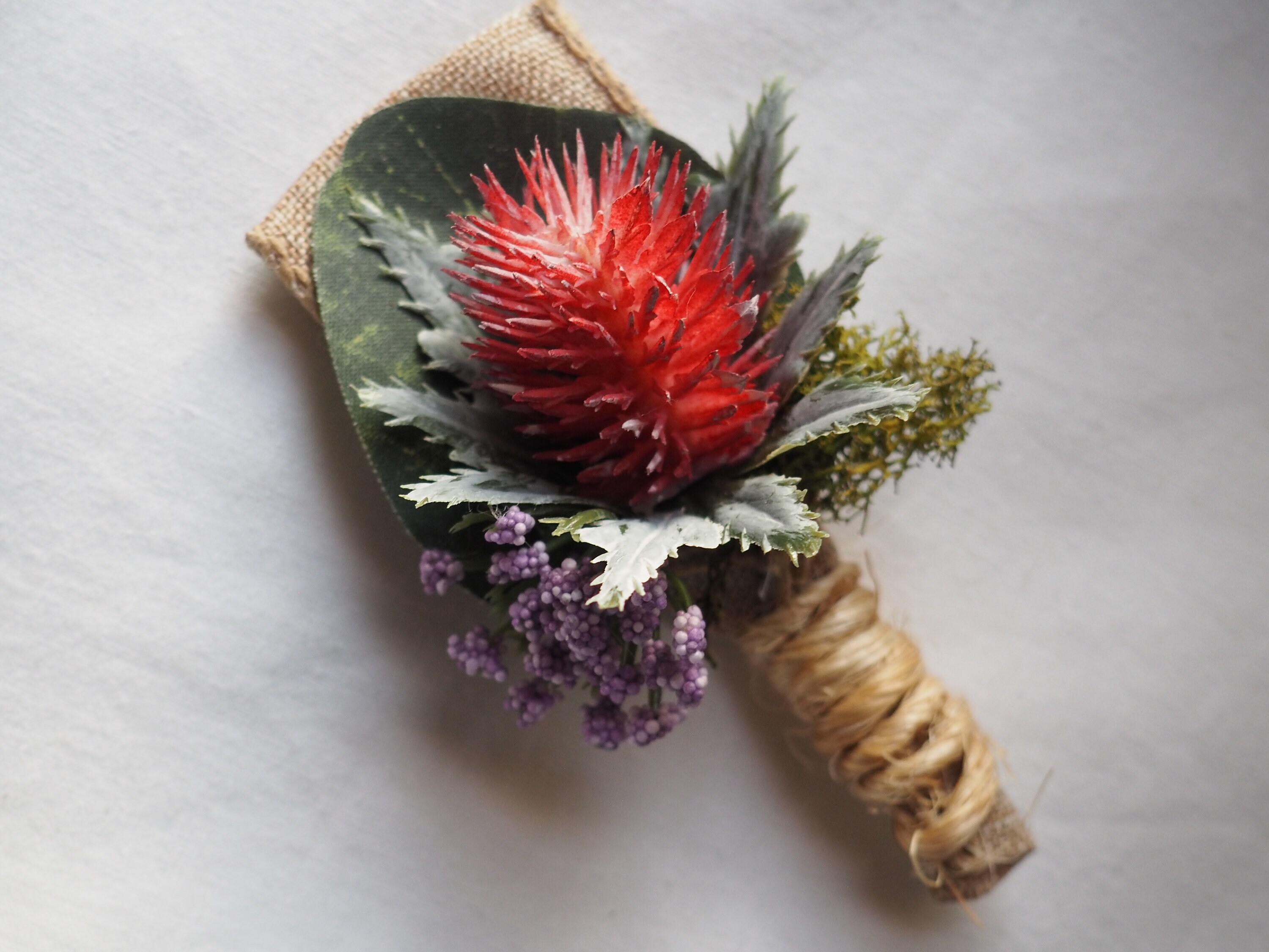 Scottish Thistle Boutonniere, Buttonhole, Highland Games/ Cranberry ...