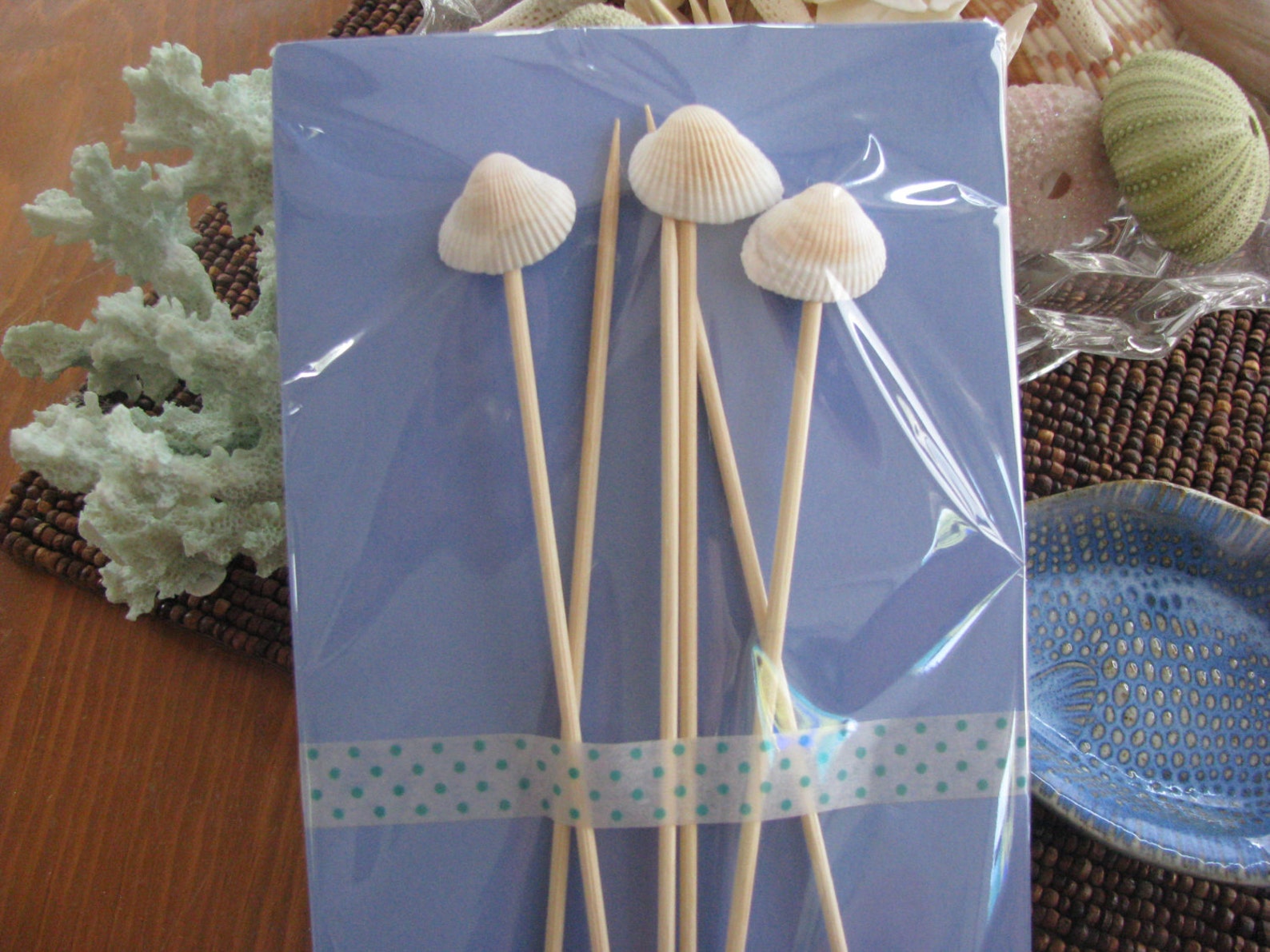 Shell Bamboo Skewers, Cake Topper, Food Picks Set of 6 - Etsy