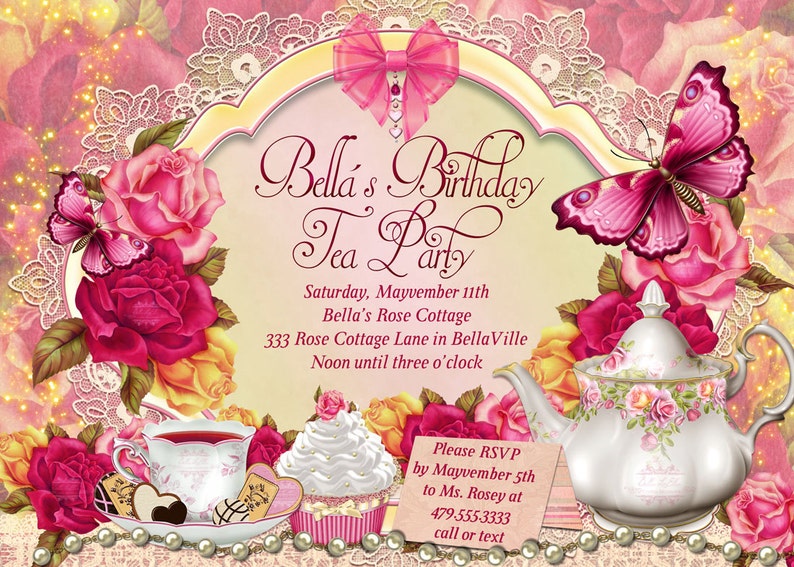 Tea Party Invitation Birthday Tea Party Tea Party Garden - Etsy