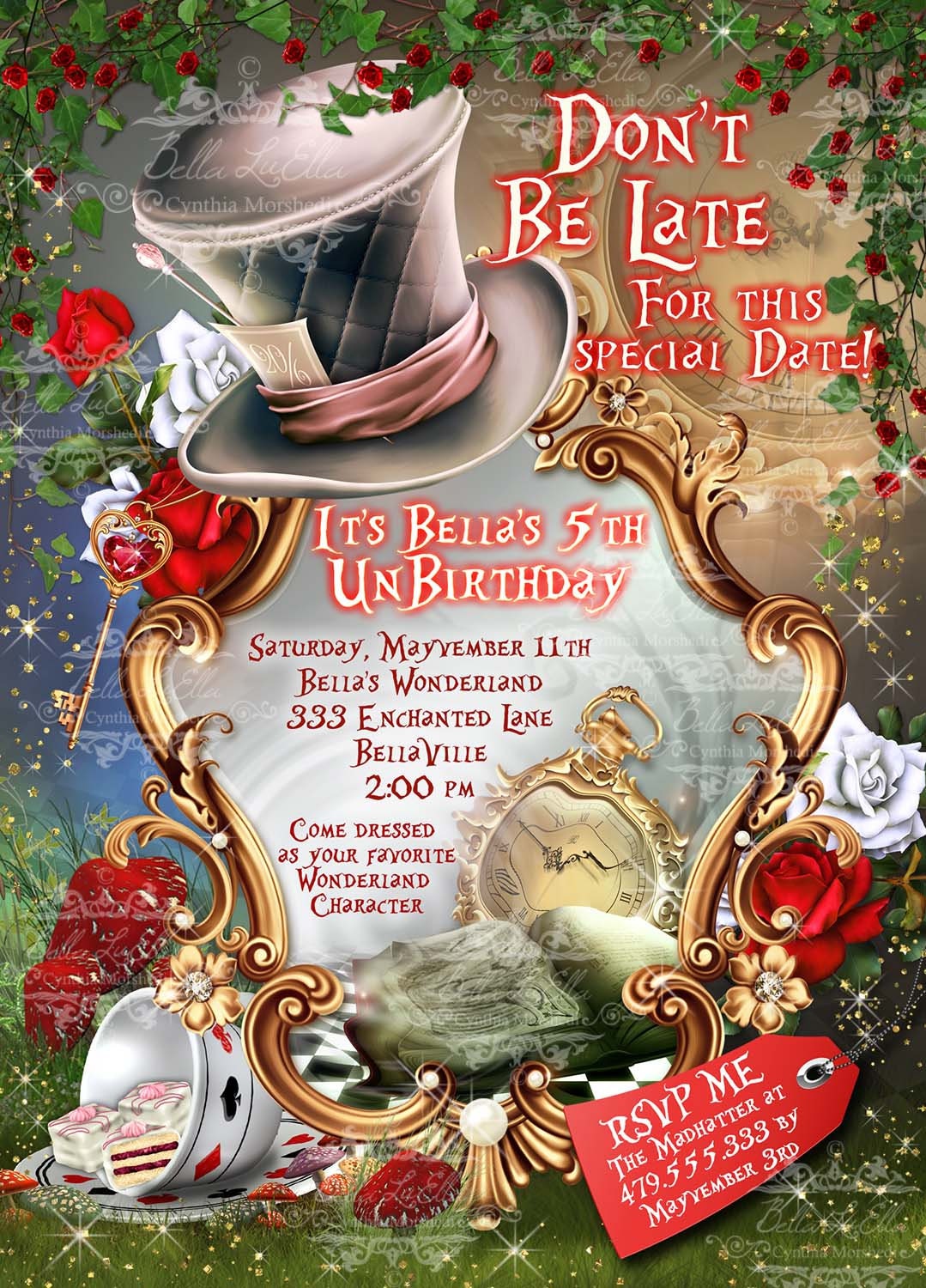 Alice In Wonderland Unbirthday Tea Party Invitation