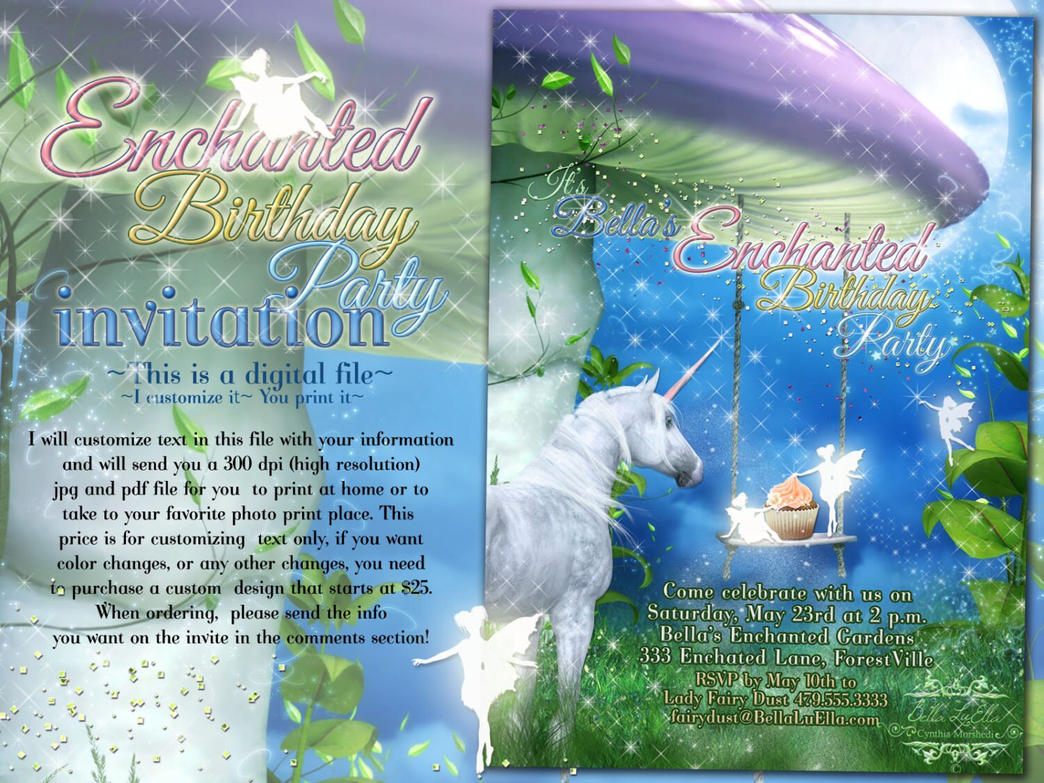 Unicorn Party Unicorn Party Invitation With Fairies Fairy Etsy Unicorn Party Unicorn Party Invitation With Fairies Fairy Etsy