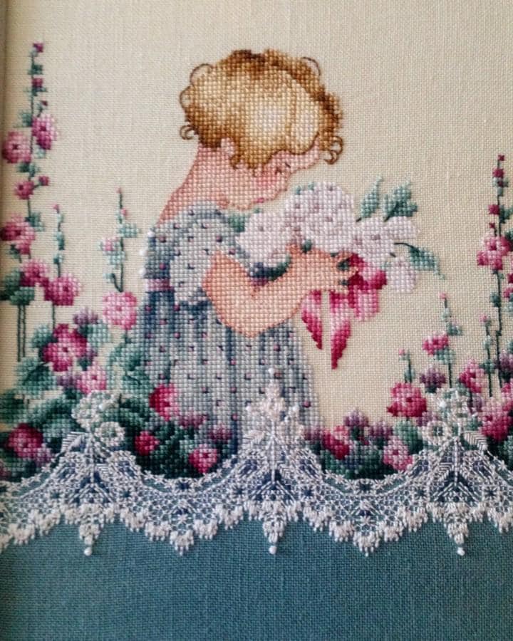 Cross Stitch Pattern "emmas Garden" PDF + XSD Saga, Girl and Flowers ...