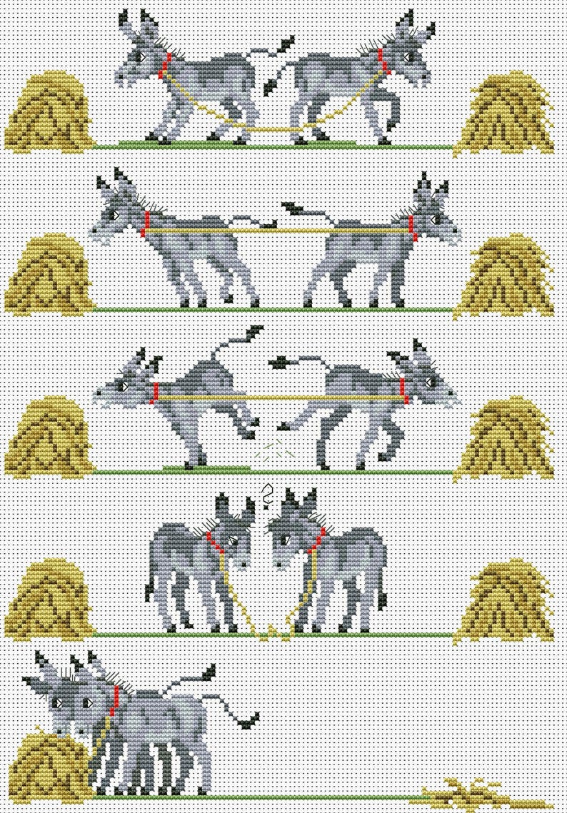 Cross Stitch Pattern Donkey Job, Instant Download PDF + XSD Saga ...