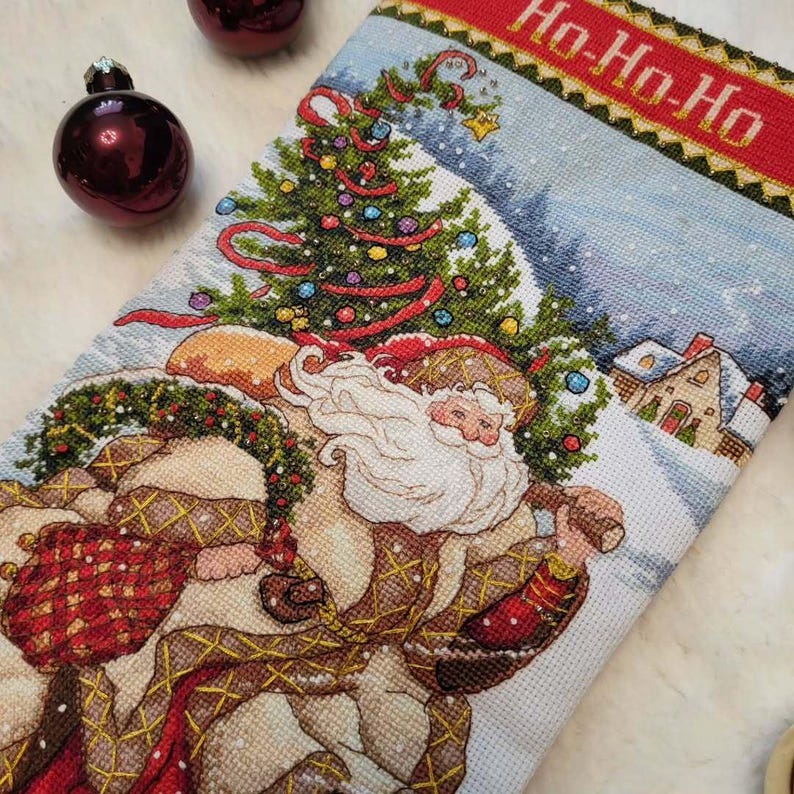 Santa Journey Stocking, Cross Stitch Pattern PDF + SAGA, Christmas ...