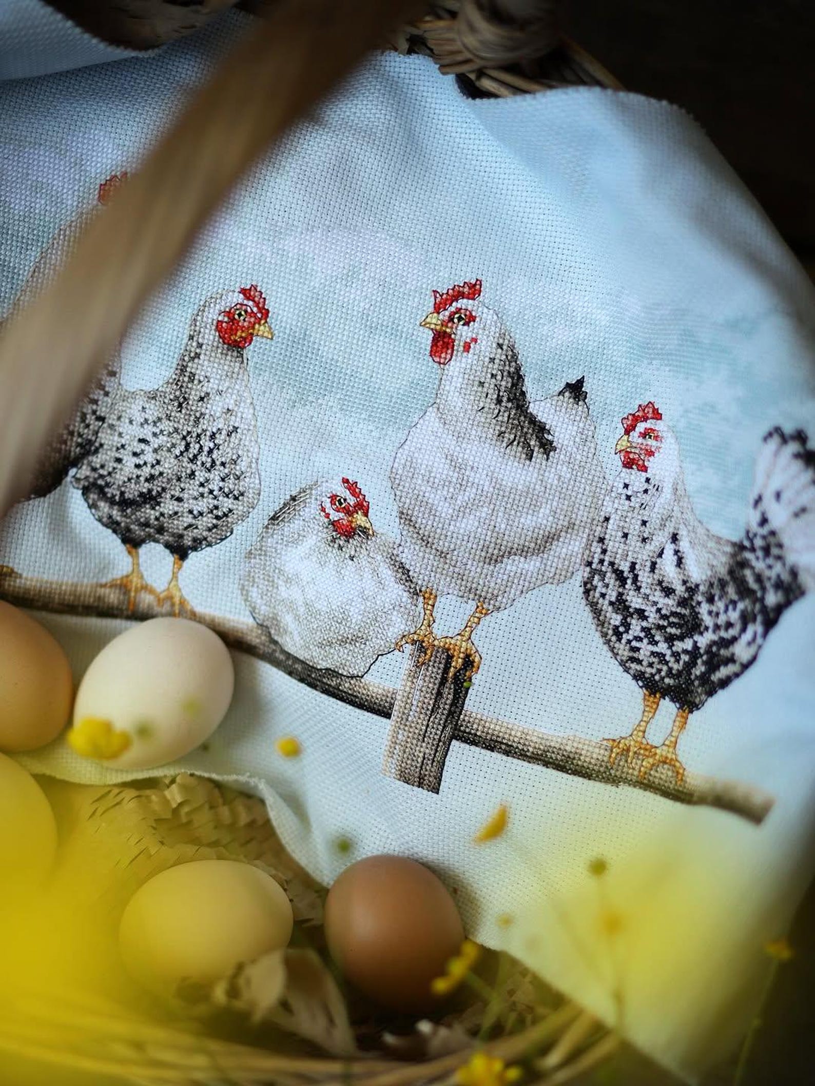 Cross Stitch Pattern Chickens and a Rooster, PDF + XSD Saga, Bird ...