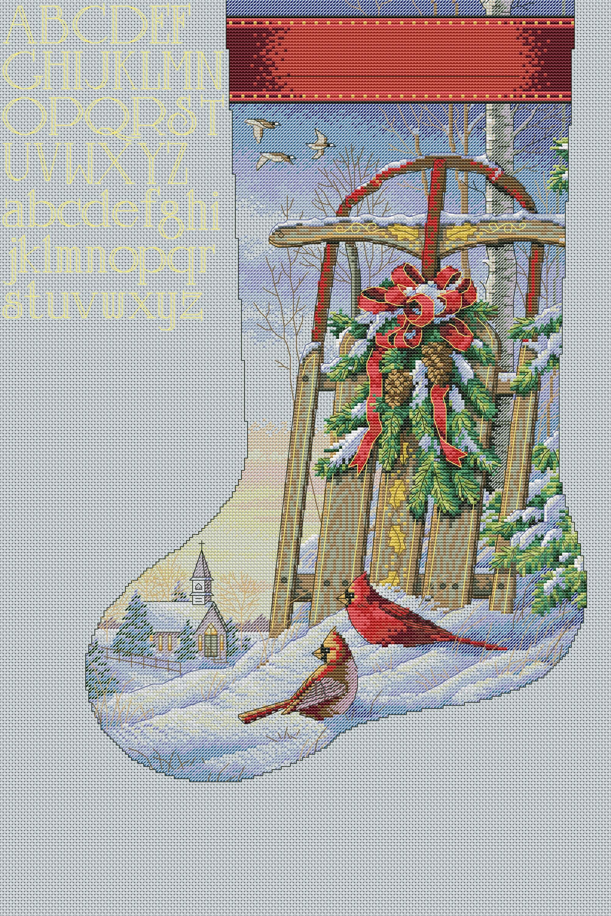Christmas Sled Stocking, Cross Stitch Pattern PDF + XSD Saga, Christmas ...