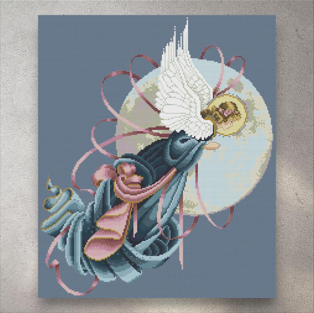 Cross Stitch Pattern Blue Moon Angel, PDF + Xsd SAGA, Chart Angel ...