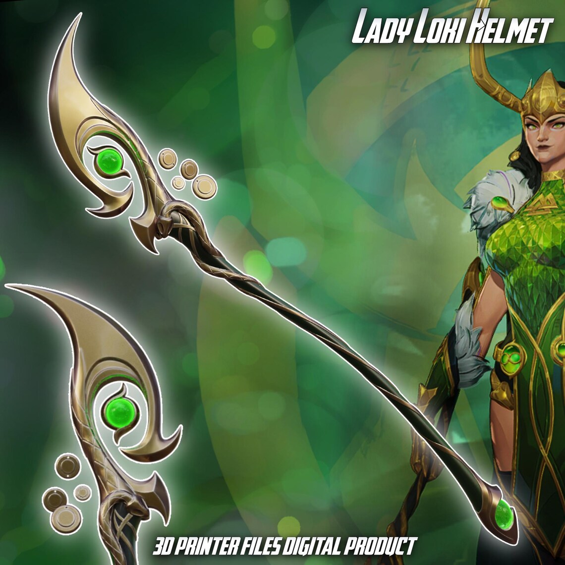 Lady Loki Cosplay Scepter/staff MR Rivals 3D Printer STL Files Non ...