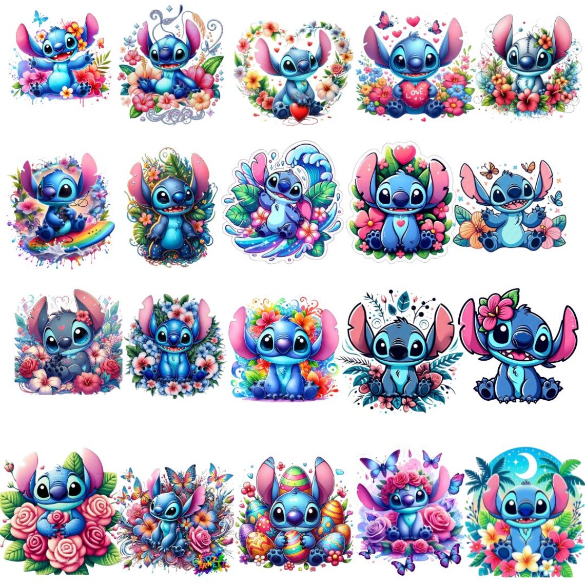 Stitch Watercolor PNG Bundle | Cartoon Sublimation Design (digital ...
