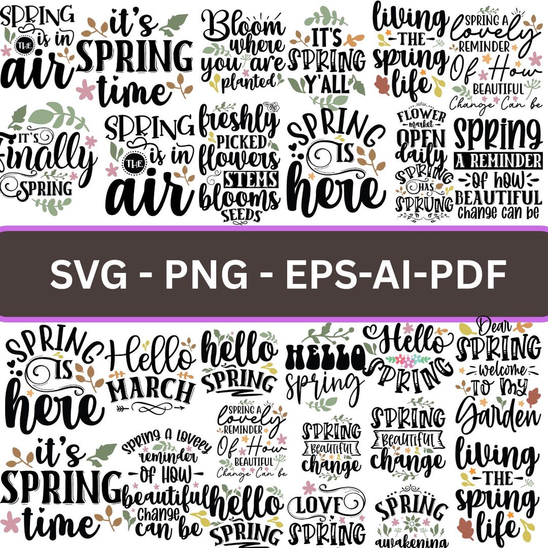 Spring Svg Bundle, Hello Spring Svg, Spring is Here Svg, Spring Png ...