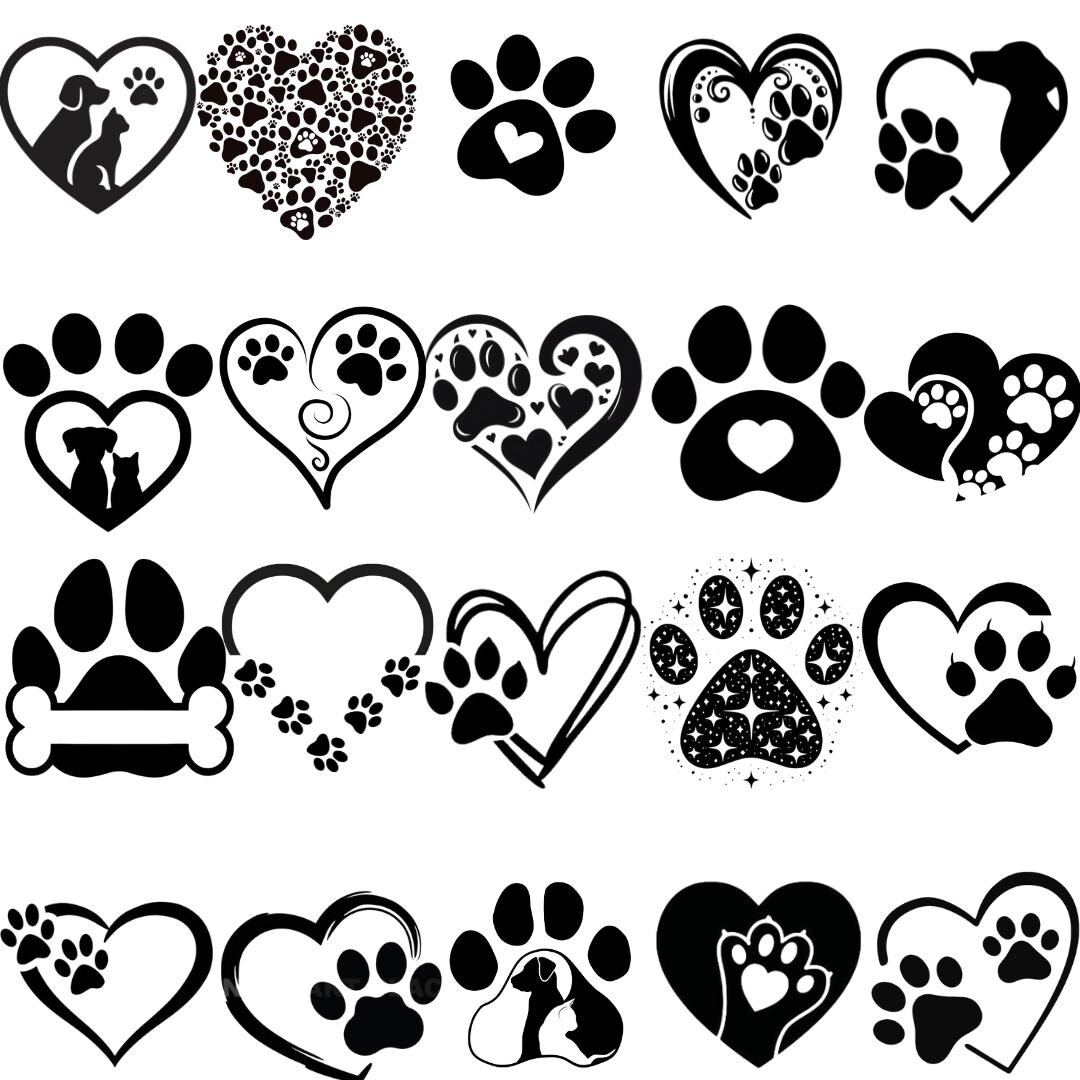 Dog Paw Print Sublimation PNG Clipart Bundle | Pet Lover Sublimation ...