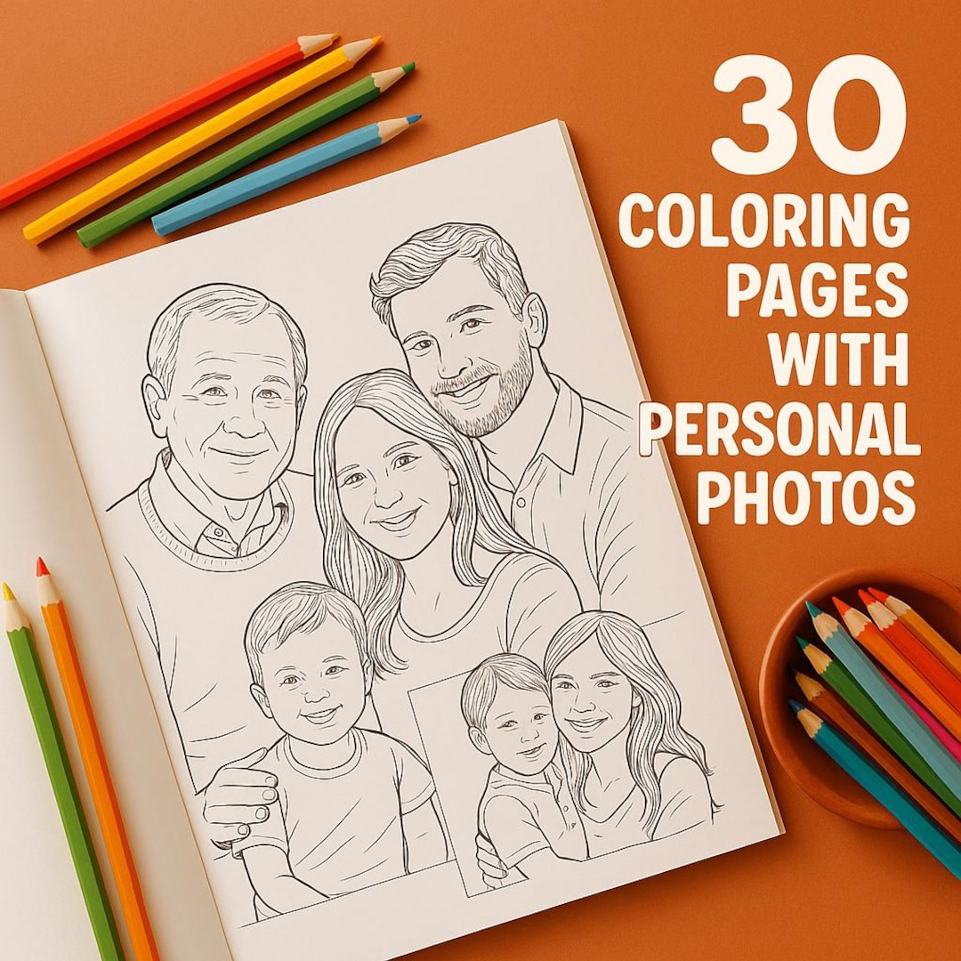 Custom Photo Coloring Book – Personalized AI Line Art Gift - Etsy