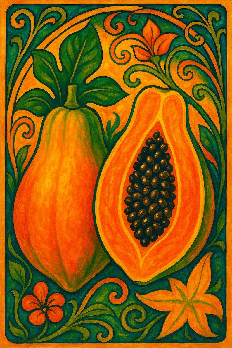 Papaya - Wall Art - "abstract Fruits Collection" - Digital Print - Etsy