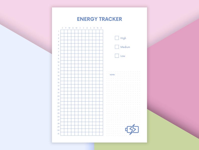 Energy Tracker, Printable Mood Tracker , 4 Colors, A4/a5/letter Sizes ...