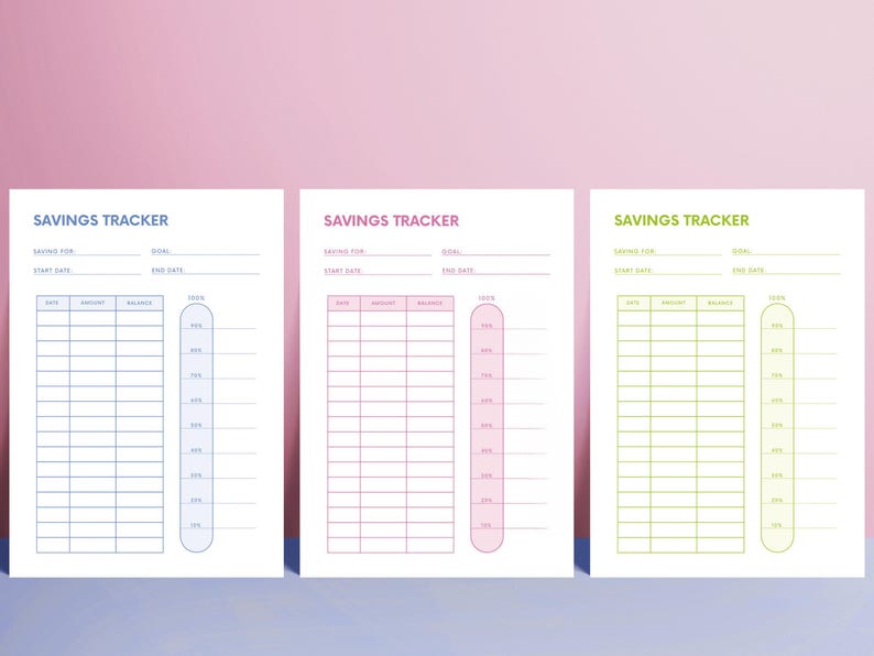 Printable Savings Tracker: Finance Planner, Saving Goal (a4/a5/letter ...