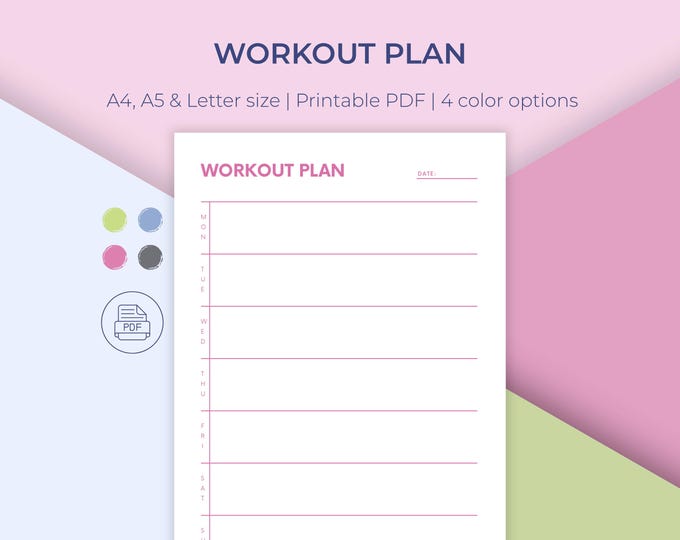 Editable Weekly Workout Routine, 7 Days Fitness Planner, Exercise ...
