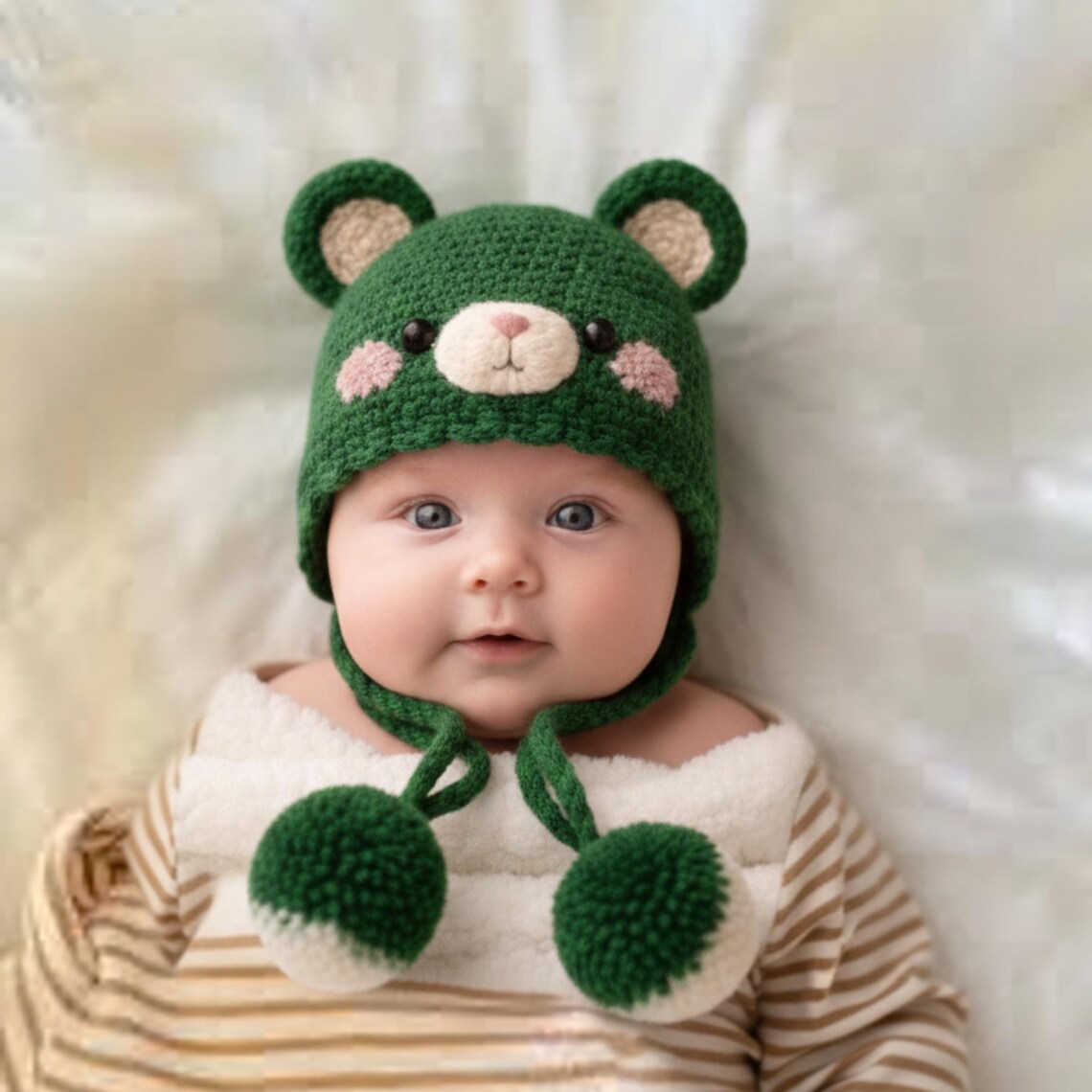 Crochet Baby Bear Bonnet Pattern | Newborn Photo Prop (PDF) - Etsy