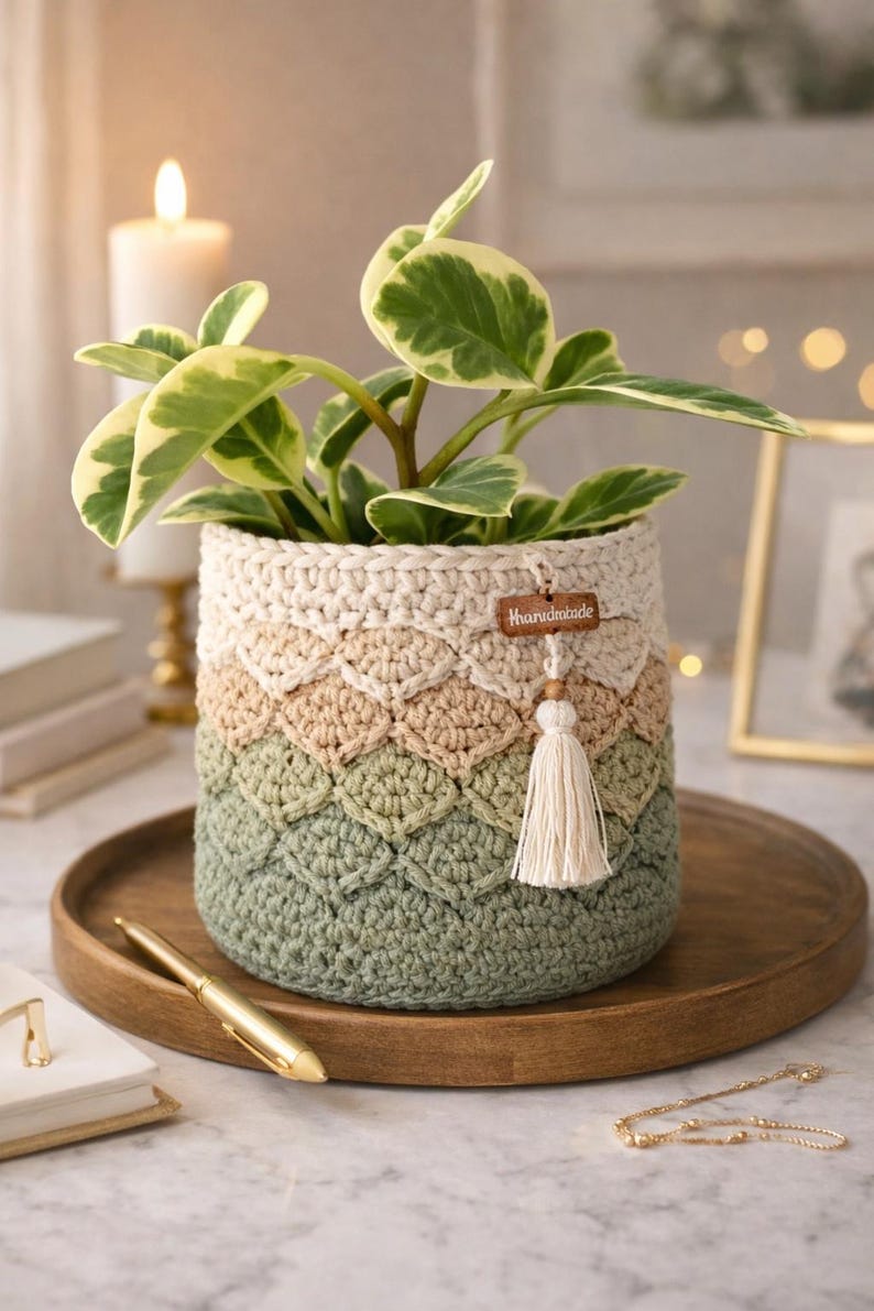 Crochet Plant Pot Cover Pattern PDF | Modern Crochet Basket Pattern ...