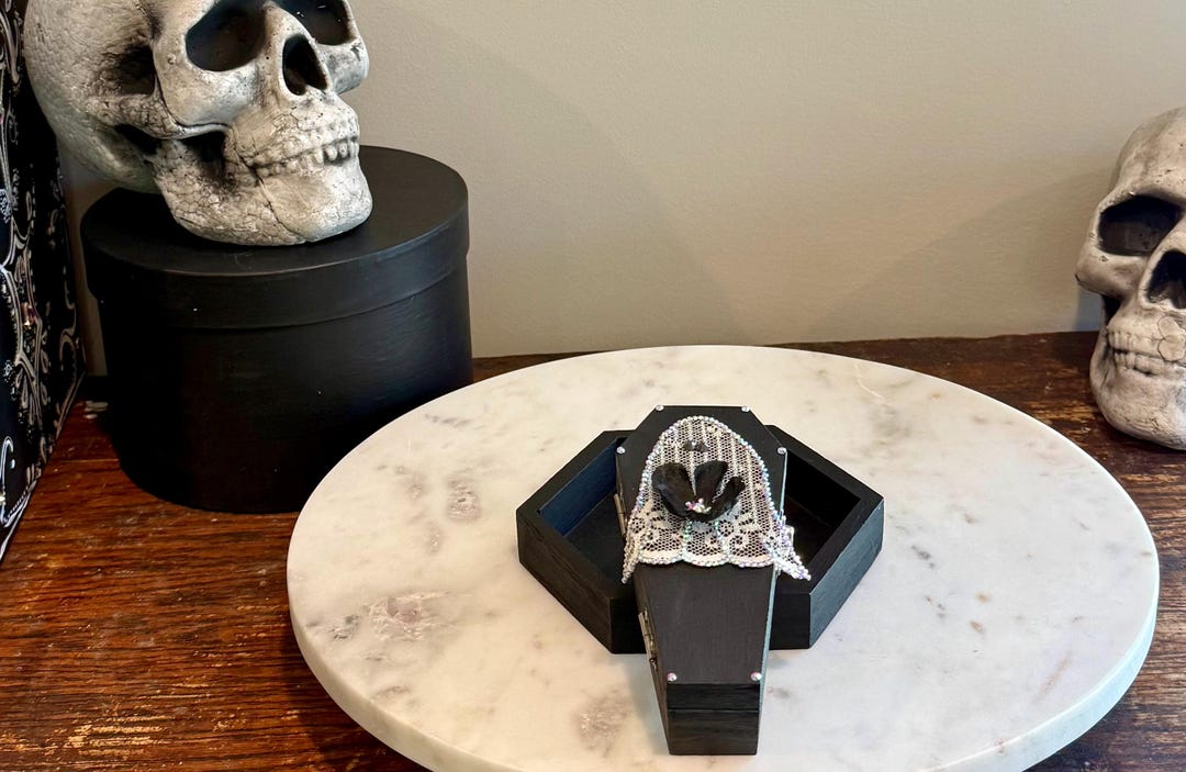 Sparkling Vintage Lace Ghost Casket Trinket Box Halloween Goth Gift - Etsy