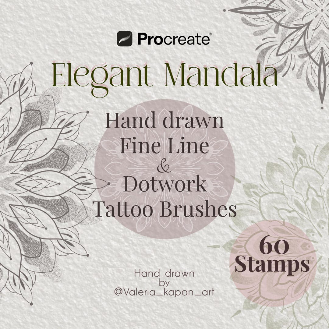 Procreate Mandala Tattoo Brushes | Fine Line, Dotwork Stamps (digital ...