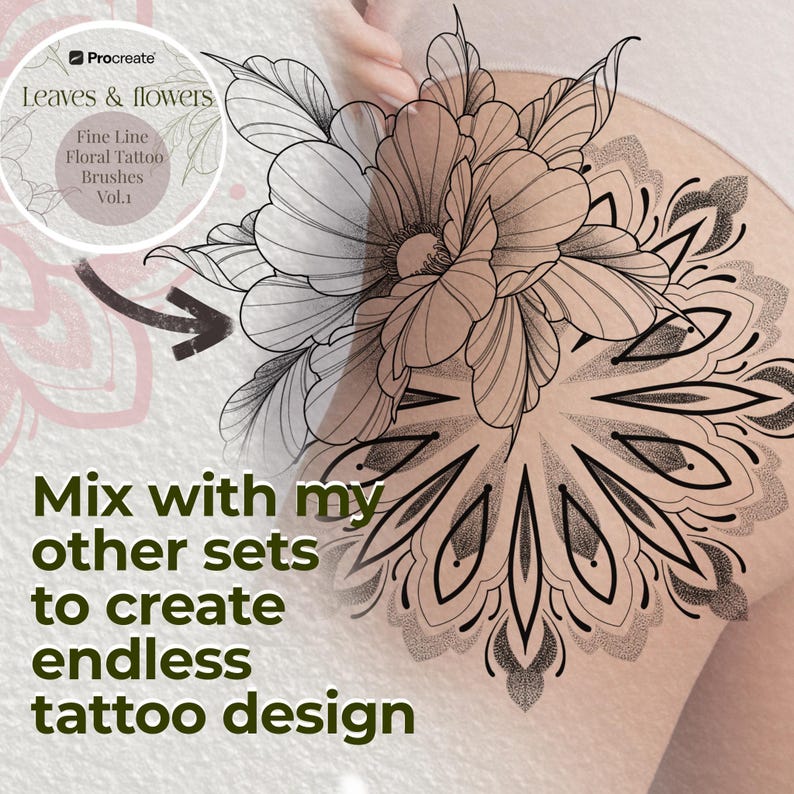 Procreate Mandala Tattoo Brushes | Fine Line, Dotwork Stamps (digital ...