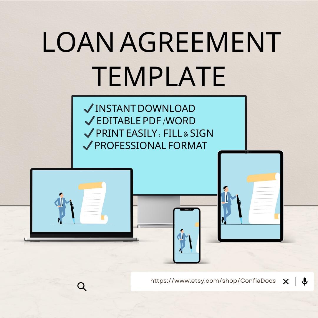 Simple Loan Agreement Template | Printable & Editable | Personal Loan ...
