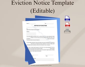 Eviction Notice Template | Printable PDF & Word | Editable Landlord ...